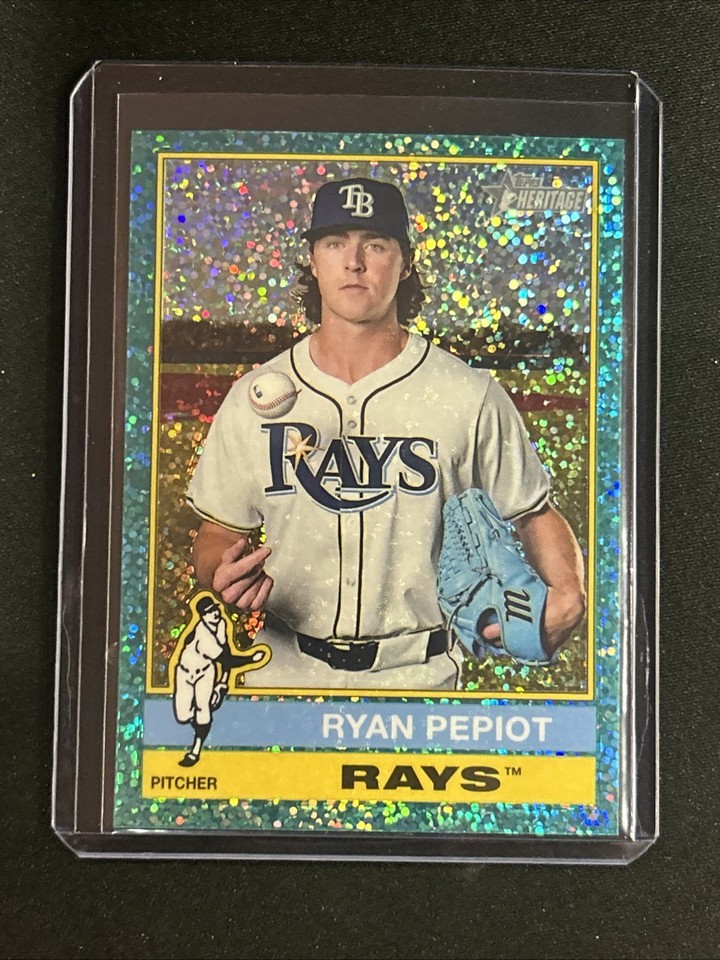 🔥Ryan Pepiot 2025 Topps Heritage #456 Chrome Aqua Sparkle Tampa Bay ...