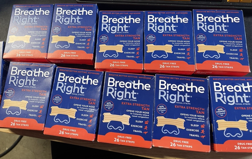 Breathe Right Tan Nasal Strips 26 ct – Lot of 10 Boxes – 260 Strips EXP ...