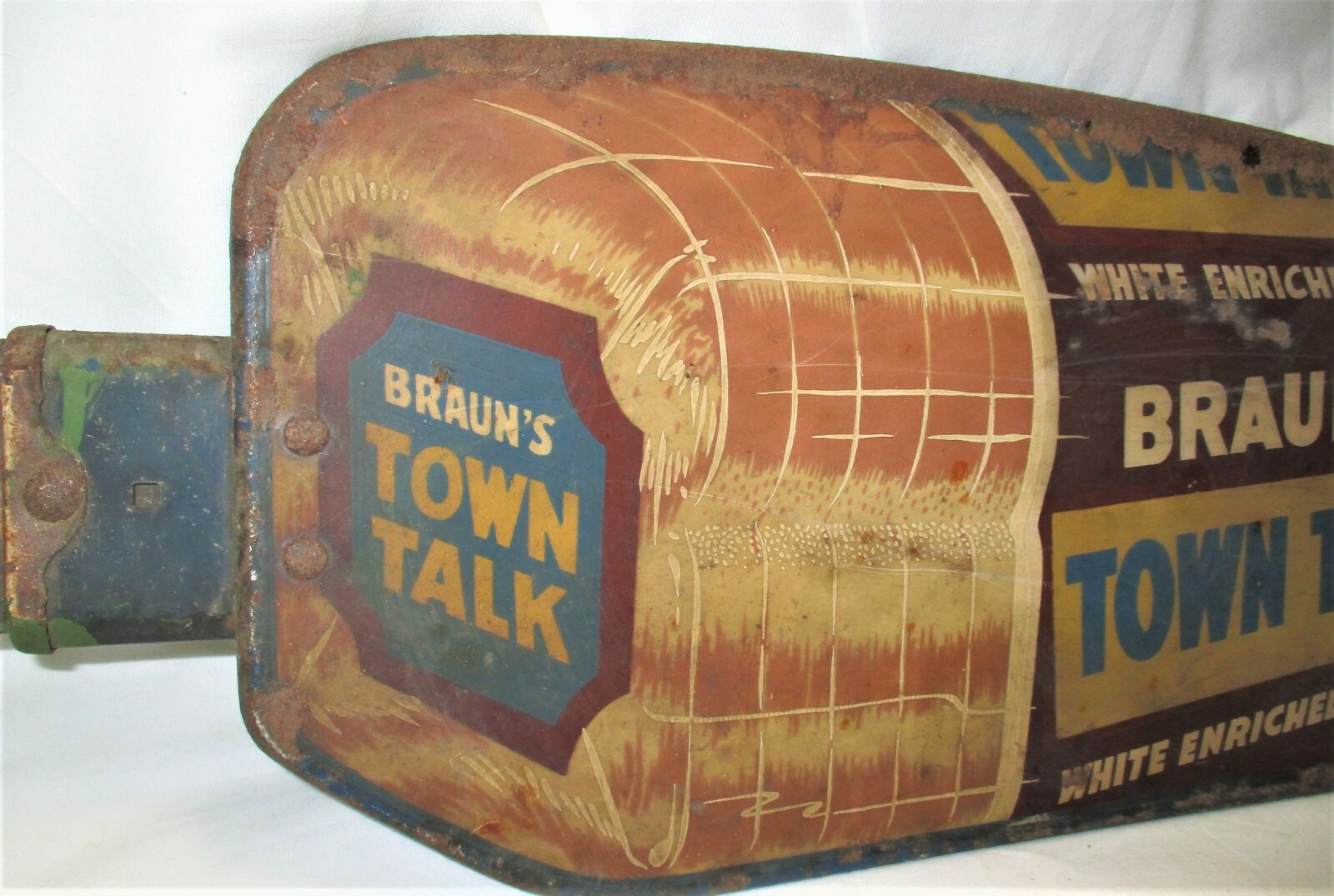 ANTIQUE BRAUN'S TOWN TALK BREAD COUNTRY BAKERY KITCHEN STORE DOOR PUSH ...