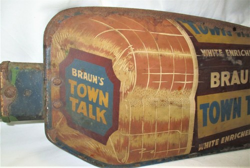 ANTIQUE BRAUN'S TOWN TALK BREAD COUNTRY BAKERY KITCHEN STORE DOOR PUSH ...