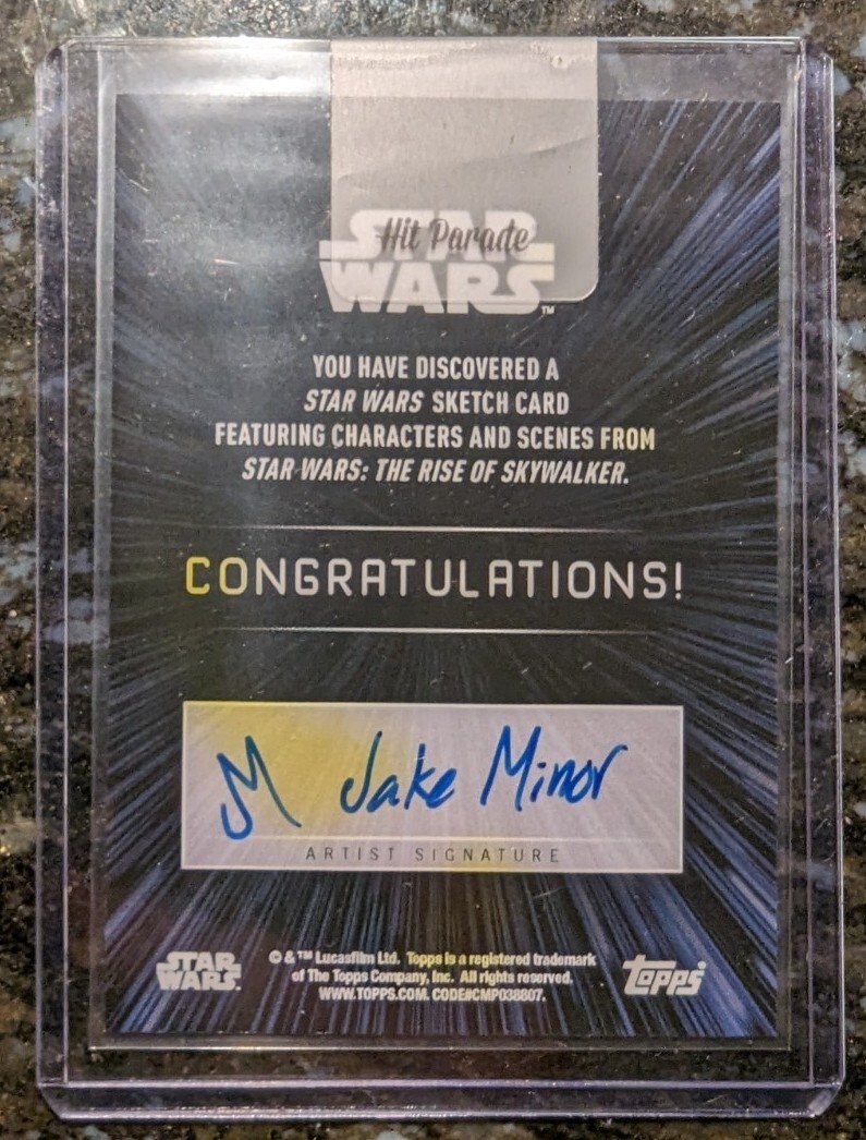 1/1 Topps Star Wars Poe Dameron Sketch Card By Jake Minor | eBay