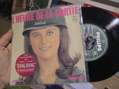 sheila 45t ep l heure de la sortie avec sticker promo rond | eBay