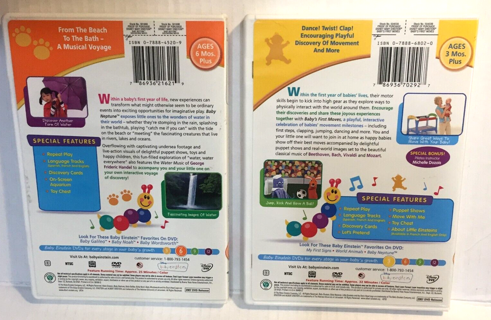 Baby Einstein Baby Neptune &Baby's First Moves DVD BOTH Ships free with ...