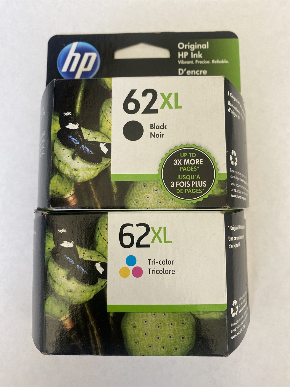 Genuine HP 62XL Black & 62XL Tri-Color Ink Cartridges Combo Pack ...