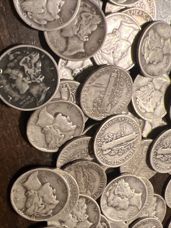 (45) 90% Silver Mercury Dimes Random Year 1930’s-1940’s Mercury Dimes ...