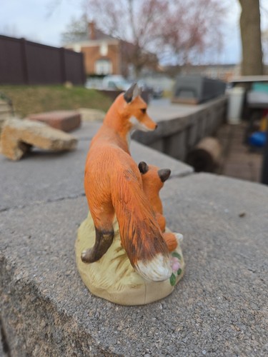 Vintage HOMCO Red Fox Figurine Mom and Pup Home Interior #1417 | eBay