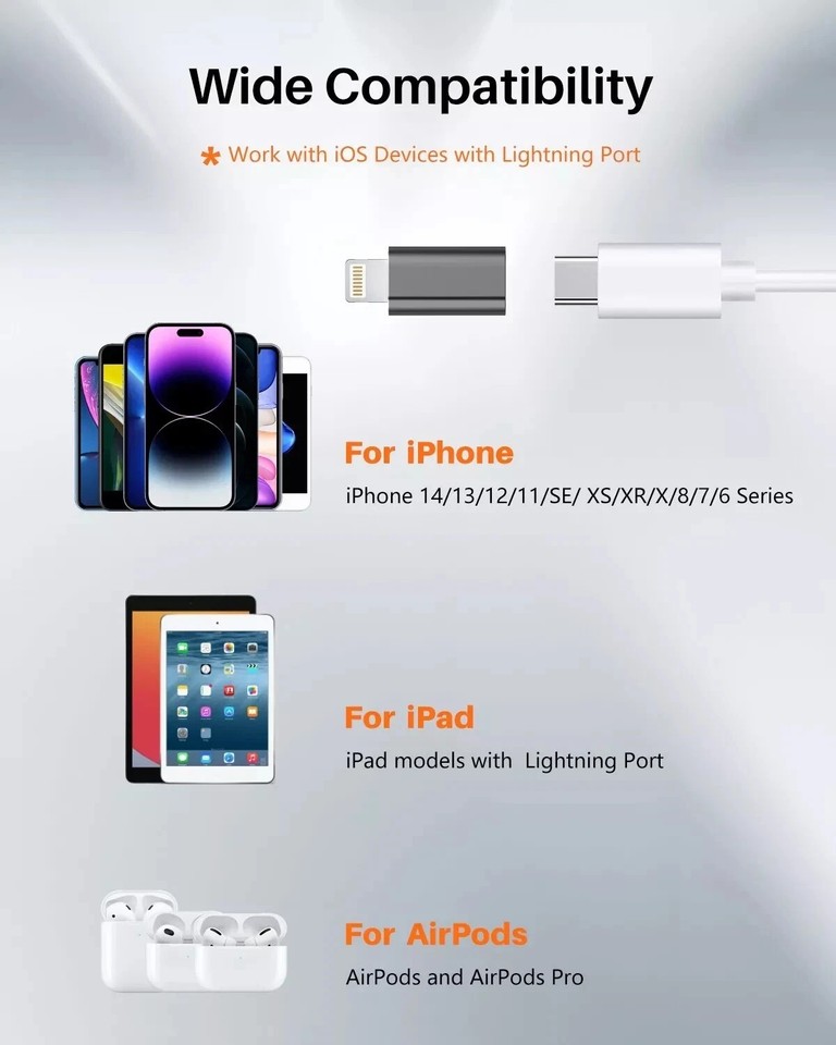 OTG Adapter IOS 8 Pin to Type C Female Connector For iPhone iPad Max ...