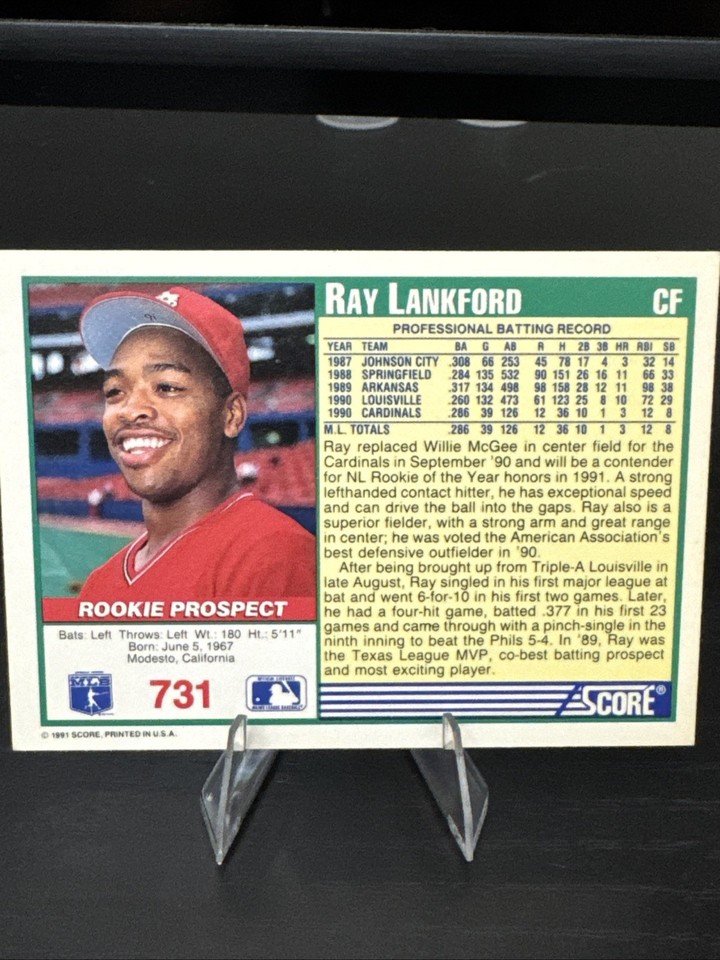1991 Score - Ray Lankford Rookie Prospect #731 St. Louis Cardinals | eBay