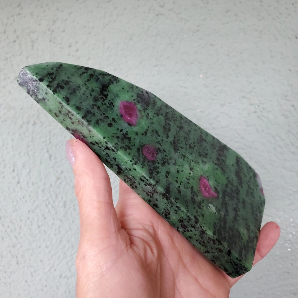 Ruby Zoisite Large Dots UV Reactive Polished Freeform Slab Slice 476 ...