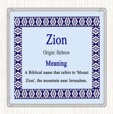 Zion Name Meaning Drinks Mat Coaster Blue | eBay UK