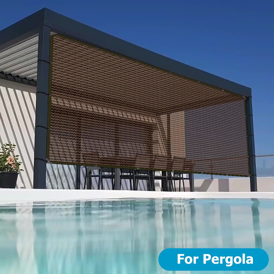 90% Sun Shade Cloth with Grommets Pergola Canopy Cover Patio Mesh Tarp ...