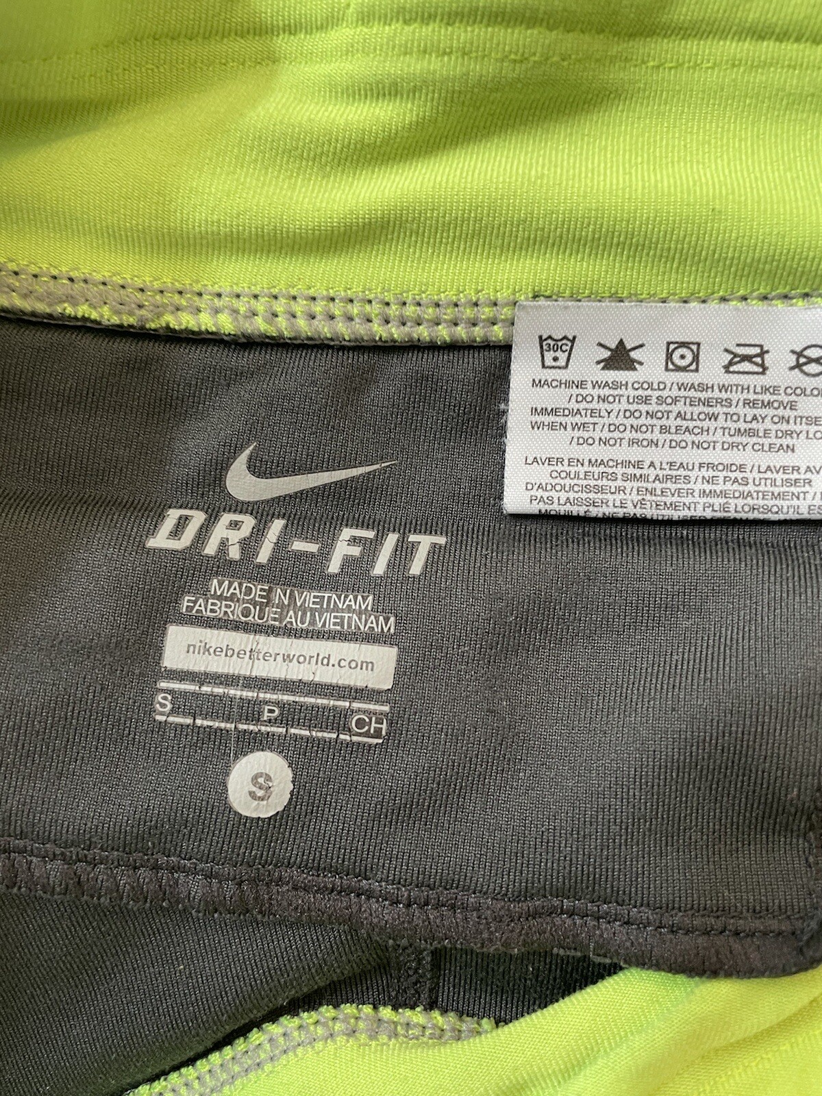 Nike Dri Fit Capri Gray Neon Green Size Small Running… - Gem