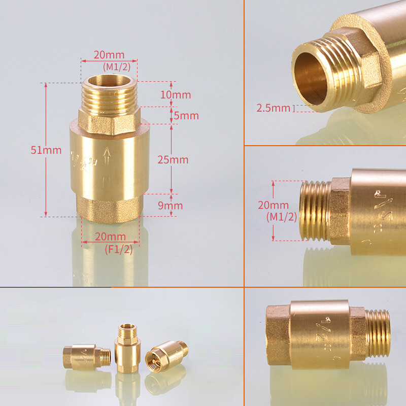 Brass One Way Check Valves 1/2" 3/4" 1" BSP Male/Female Thread Non ...