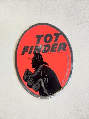 Vntg 1972 TOT FINDER Reflective FireMen Window Sticker Decal Fire ...