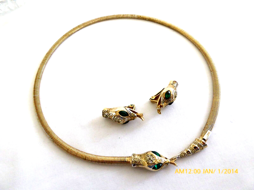 RARE VINTAGE 1940s CORO SNAKE NECKLACE and EARRINGS SET | eBay