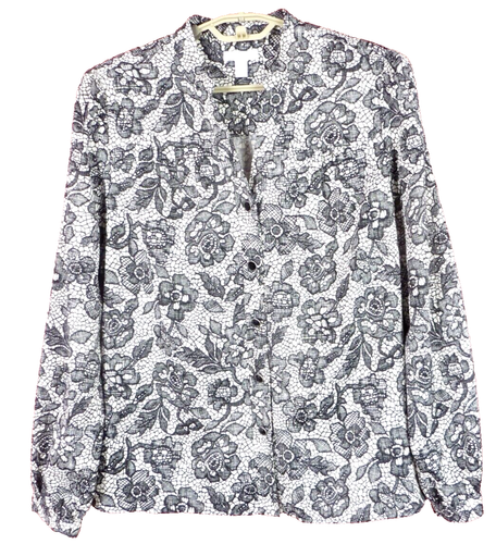 Missing Button- CHARTER CLUB Women Lightweight Poly Blouse Lace Overlay ...