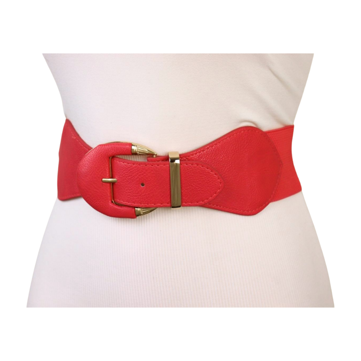 Women Coral Elastic Waistband Day Night Belt Hip High Waist Oval Buckle ...
