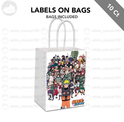 10 Naruto Group Labels on White Kraft Gift Bag Birthday Party Favor 5.5 ...