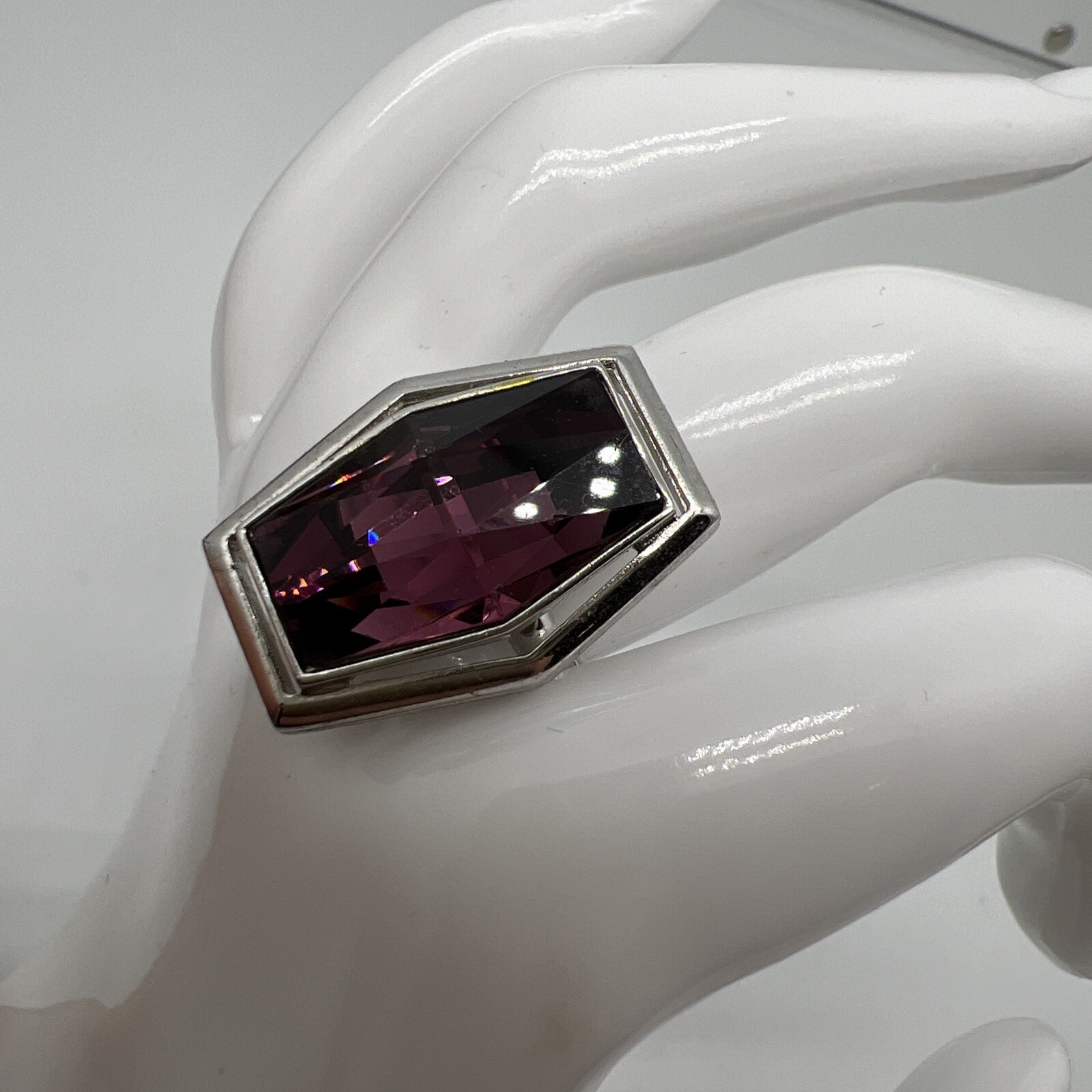 Vintage Sarah Coventry Purple Glass Faceted & Silvert… - Gem