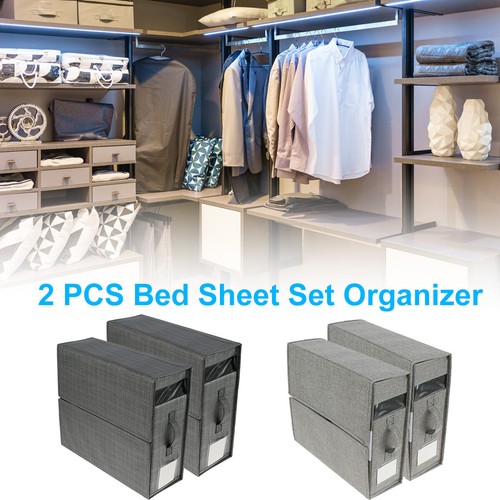 2X Bed Sheet Organizer Foldable Sheet Storage Bins Closet Organizers ...