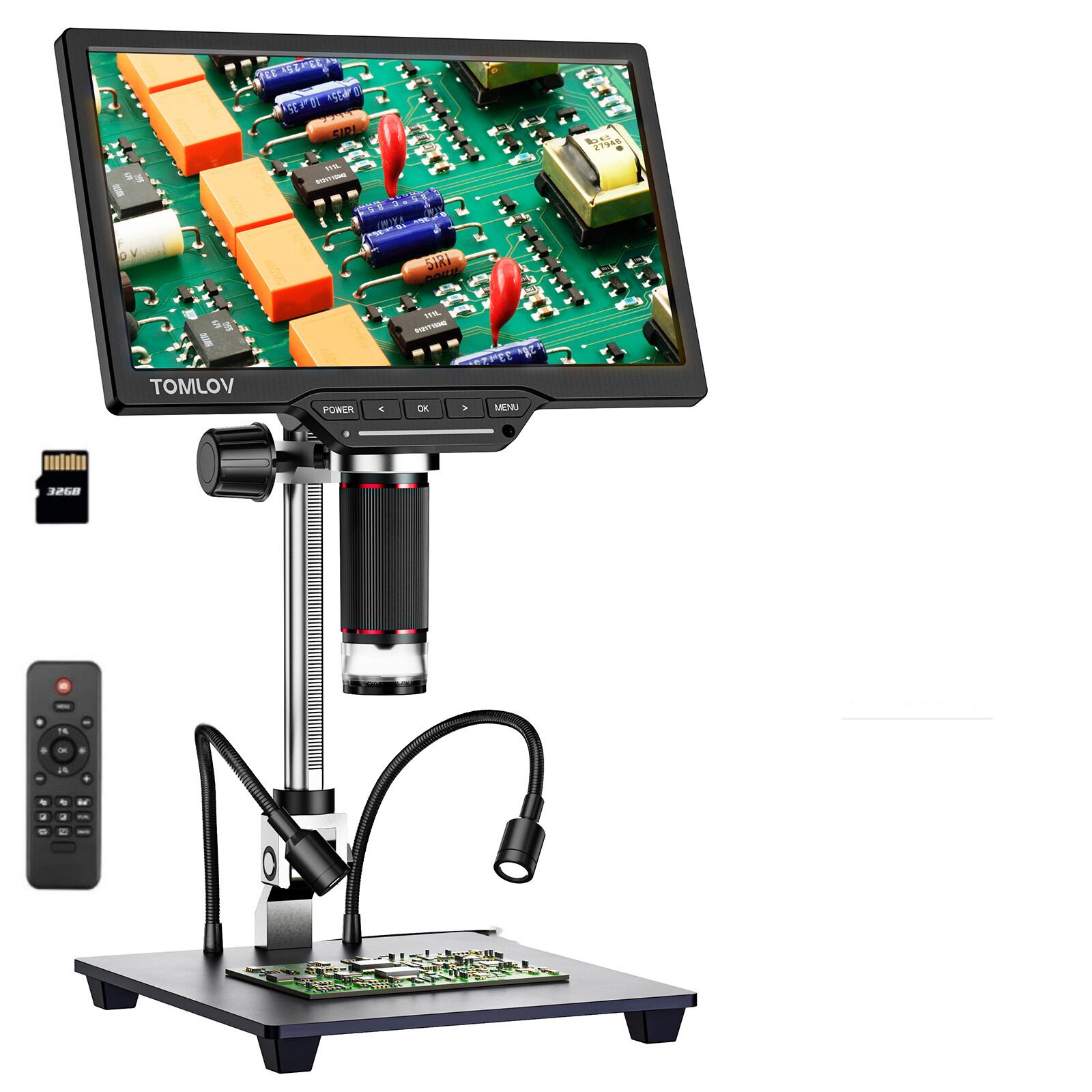 TOMLOV HDMI Digital Microscope 1080P 1200X Coin Magnifier soldering ...