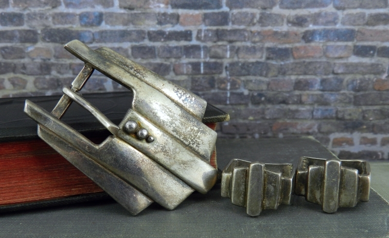 David Dear Buck Rogers Sterling Silver Belt Buckle & Keepers (Art Deco ...