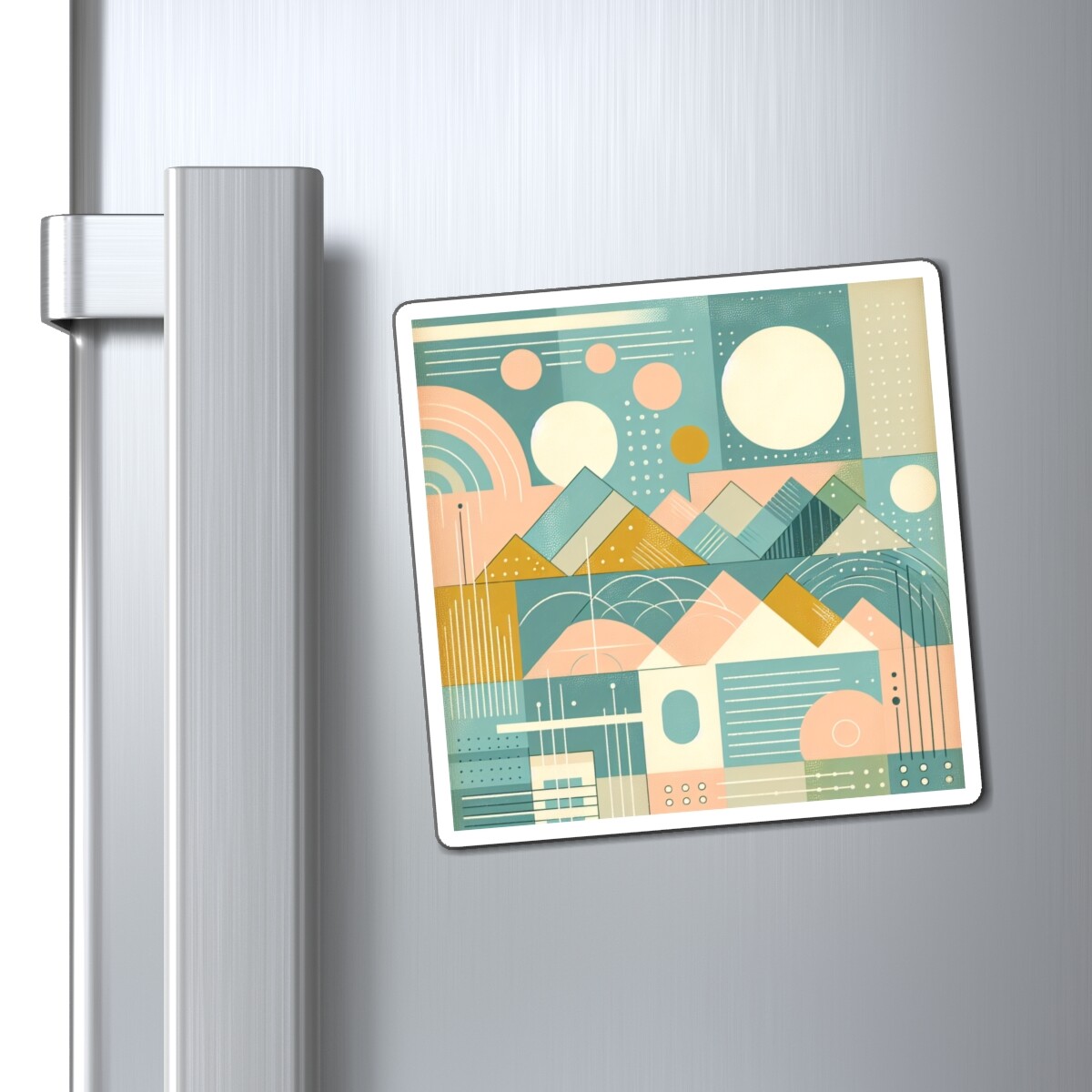 Fridge Magnet 3x3, 4x4, 6x6 Abstract Geometric Retro Design Pastel ...