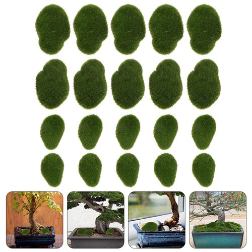 24pcs DIY Artificial Mossy Stone Flocking Moss Stone Decorative Moss ...