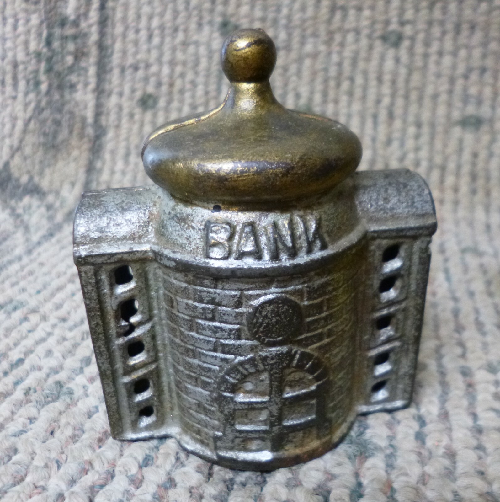 3 Antique Small Sized Cast Iron Still Banks, Presto, Cupola & State ...