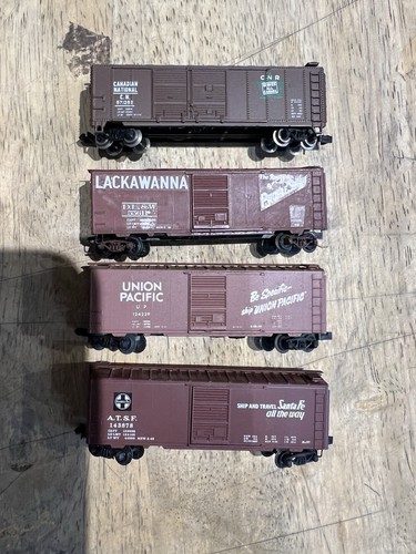 4 N Scale 40' box cars 3 single door 1 double door CP UP ATSF DL&W | eBay
