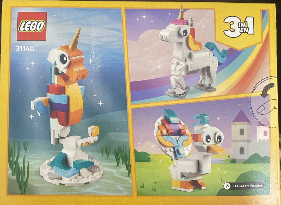 Lego Creator 31140 Magical Unicorn Sea Horse 3-in-1 Building Toy Set ...