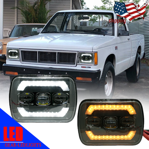 For 82-93 Chevy S10 Blazer GMC S15 Pair 7X6" Projector LED Headlights ...