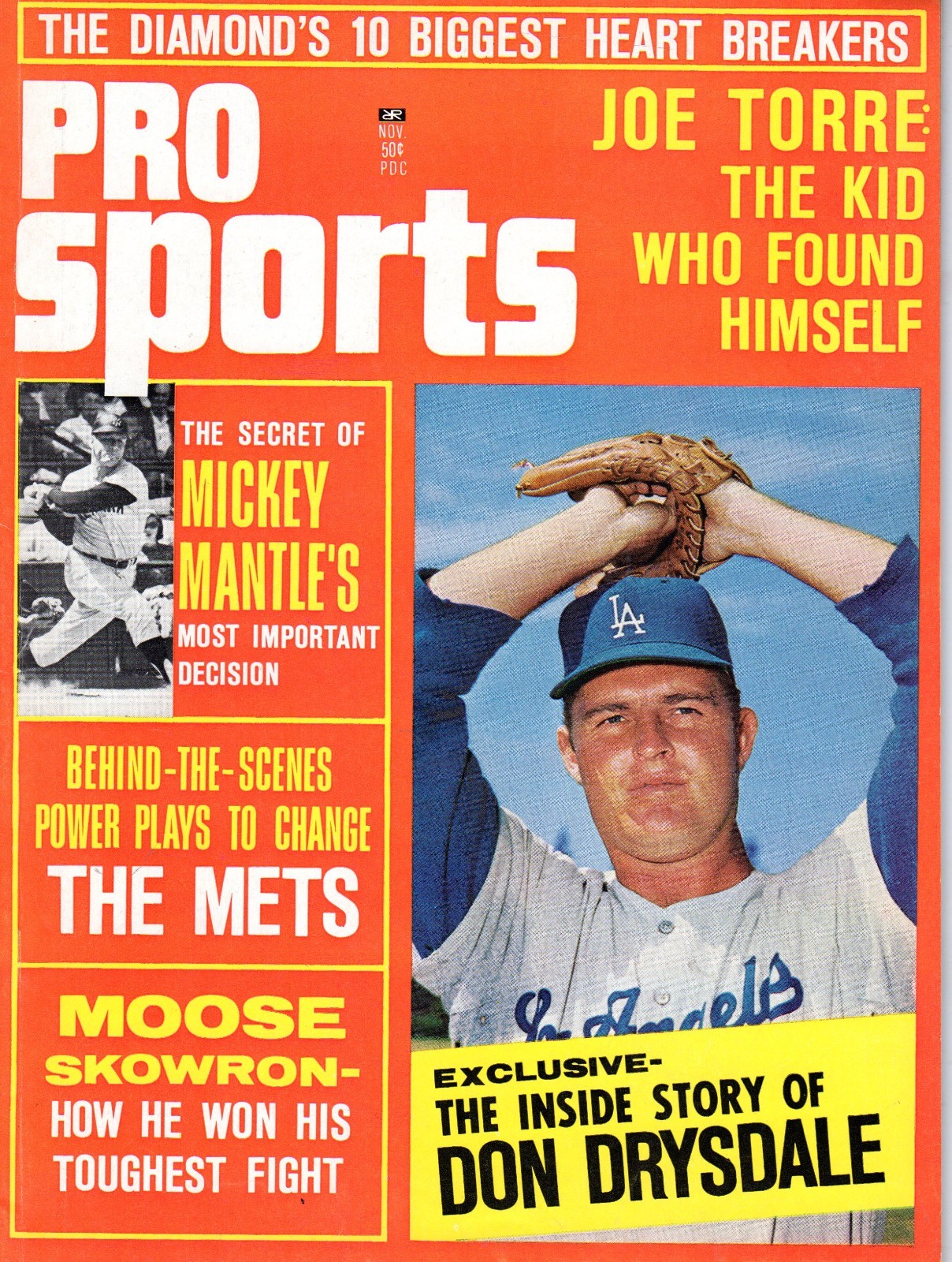 1965 NOV Pro Sports, Baseball magazine, Don Drysdale, Dodgers ~ Mickey ...