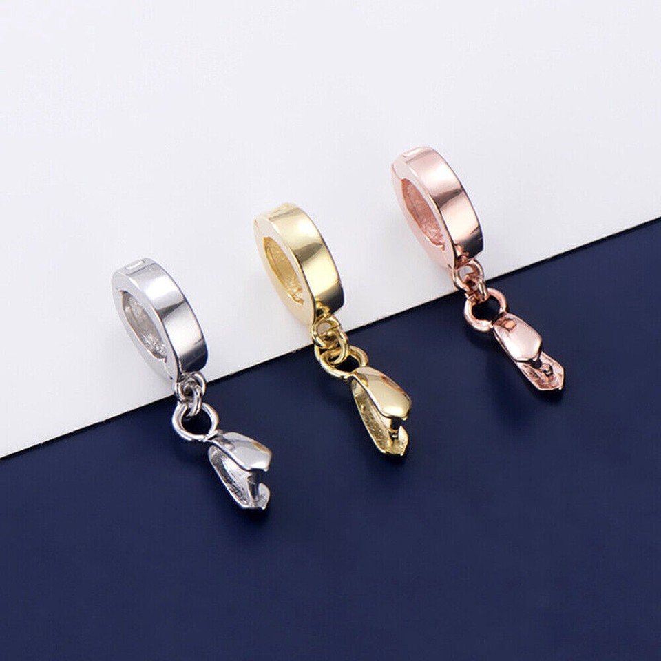 Sterling Silver 925 Round Slide Pinch Bail Clip Pendant Clasp Connector ...