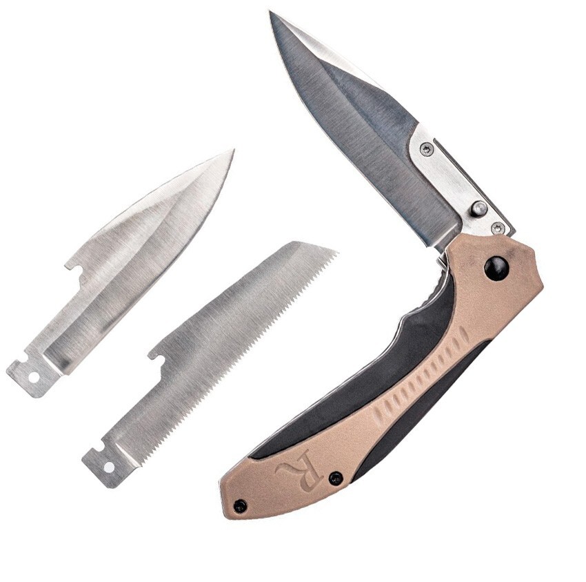 Remington RXB Liner Folding Knife 3.5" 440 Steel Blade Tan/Black Nylon ...
