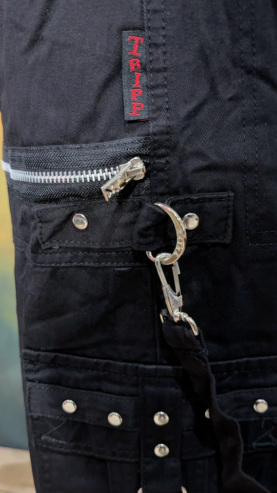 Tripp NYC Goth Skate Grunge Straps Baggy Bondage y2k Black Pants Shorts ...