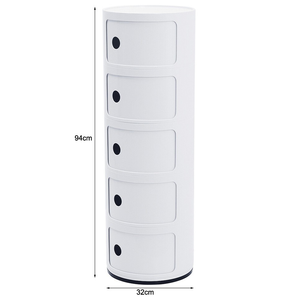 2/3/4/5 Drawers Round Storage Unit Bathroom Cabinet Chest Cupboard Side ...