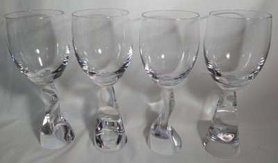 Nambe Crystal Lot Chill Wine/Water Glass Set/4 Handcrafted Slovenia 8 3 ...