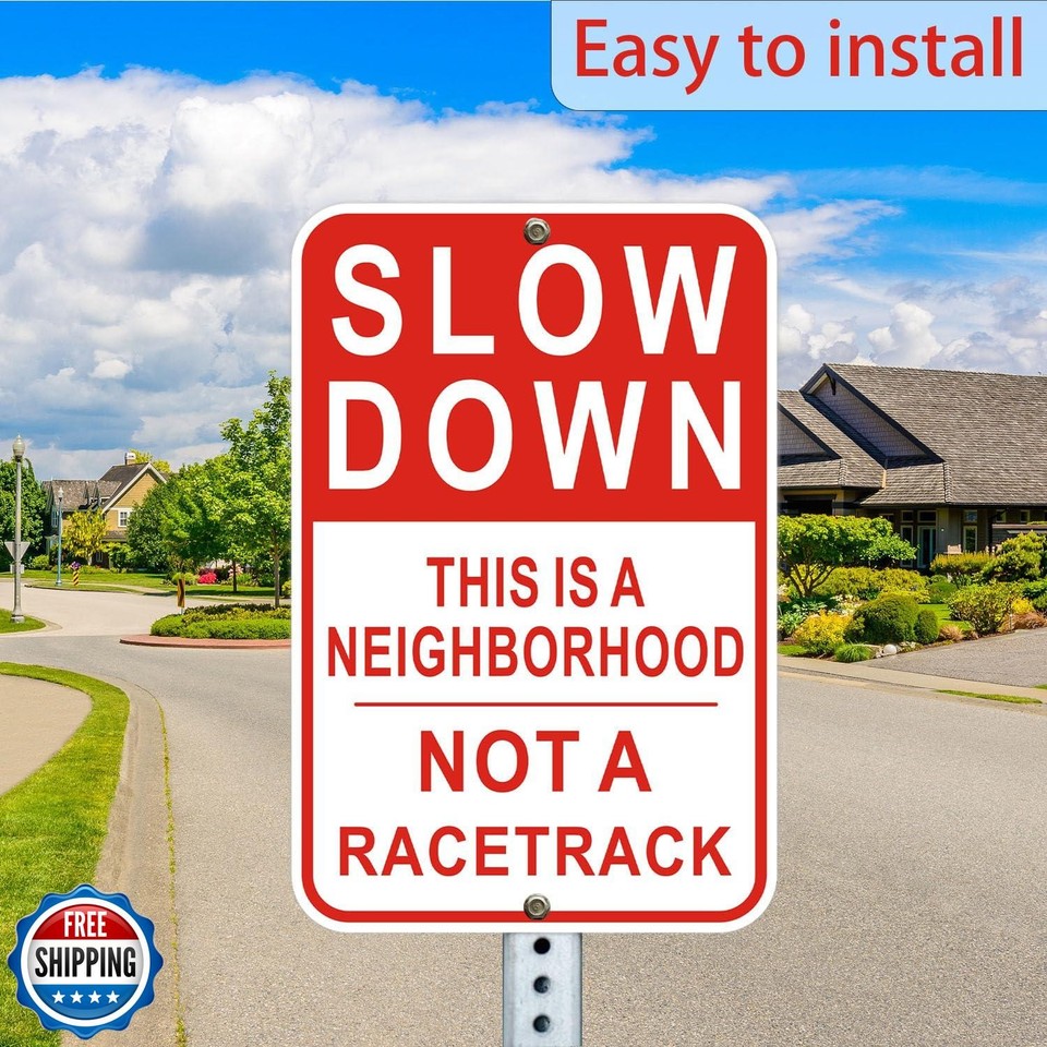 Slow Down Safety Sign, 18x12 Inches Reflective Aluminum,This is a ...