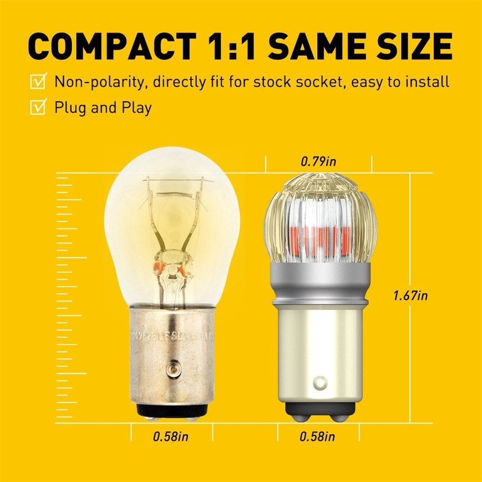 1157 2057 RED LED Turn Signal Brake Tail Light Bulbs SMD Chips BAY15D ...