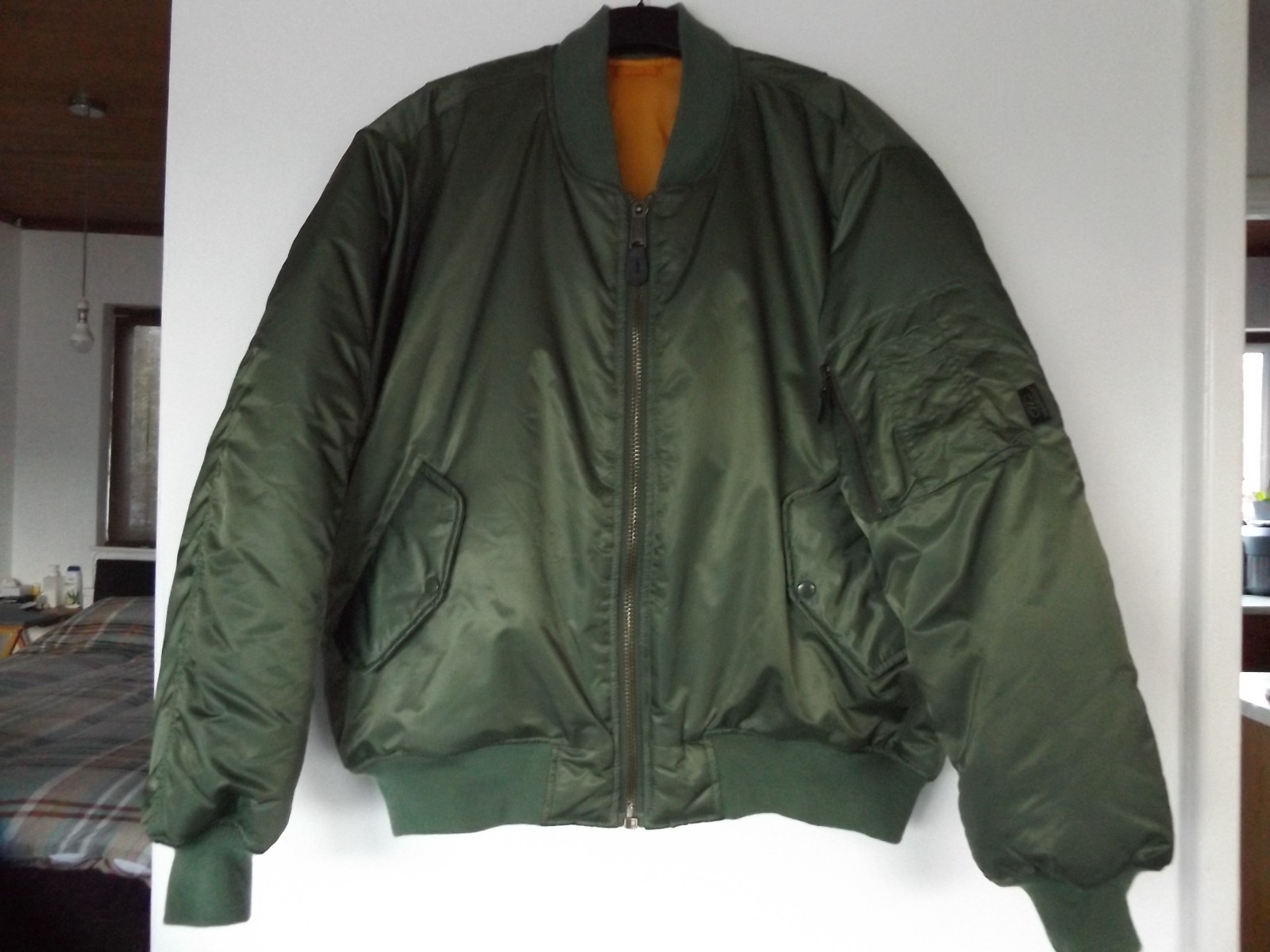 Highlander Vintage MA-1 Green Pilot Flight Bomber Jacket Size Mens XL ...