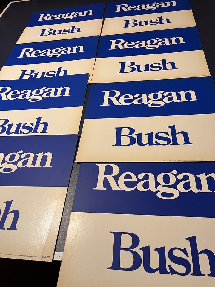 President Ronald Reagan VP George Bush 1980 Campaign Yard Window Sign ...