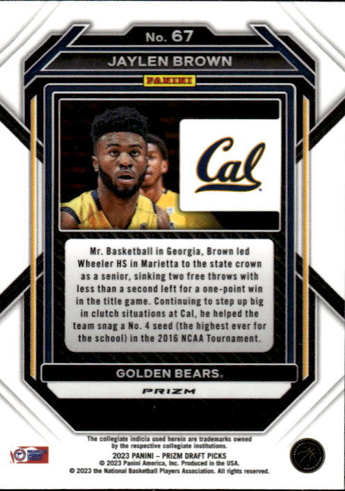 2023-24 Panini Prizm Draft Picks - Jaylen Brown #67 Red Ice Prizm for ...