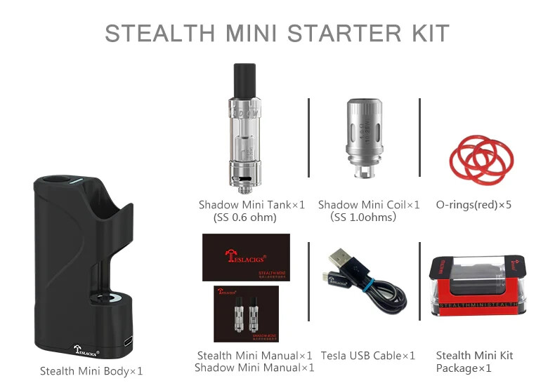 TeslaCigs Stealth Mini 45W Kit rechargeable vape e cig shadow mini tank ...