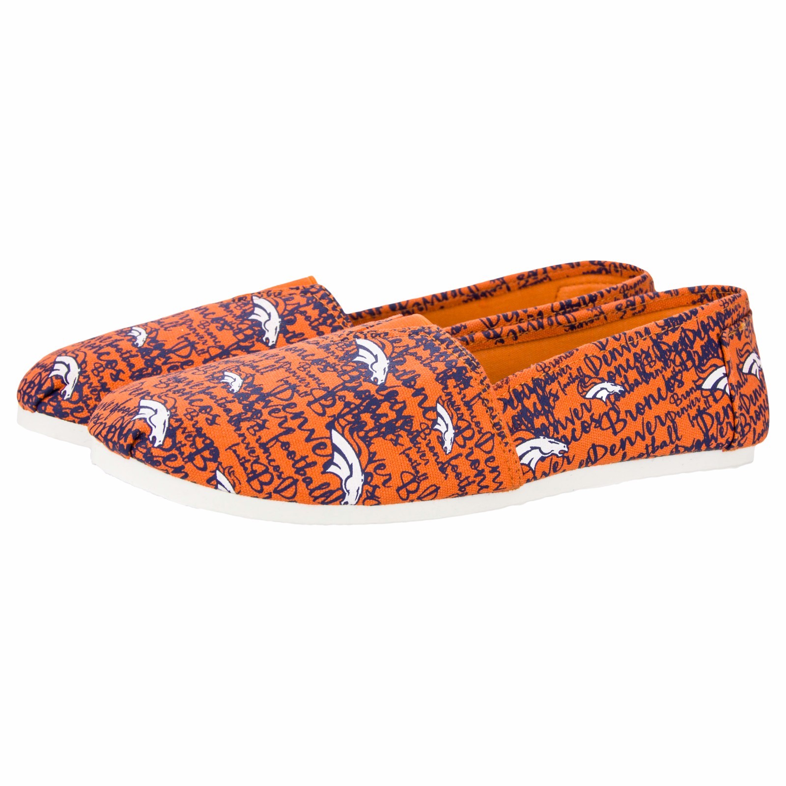 Football Women's Script Canvas Shoes Slide Slip On Flats New - Pick ...