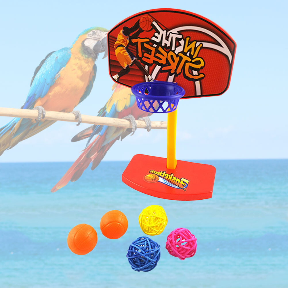 # Pet Birds Chew Parakeet Bell Balls Toys Birdie Basketball Hoop Prop ...