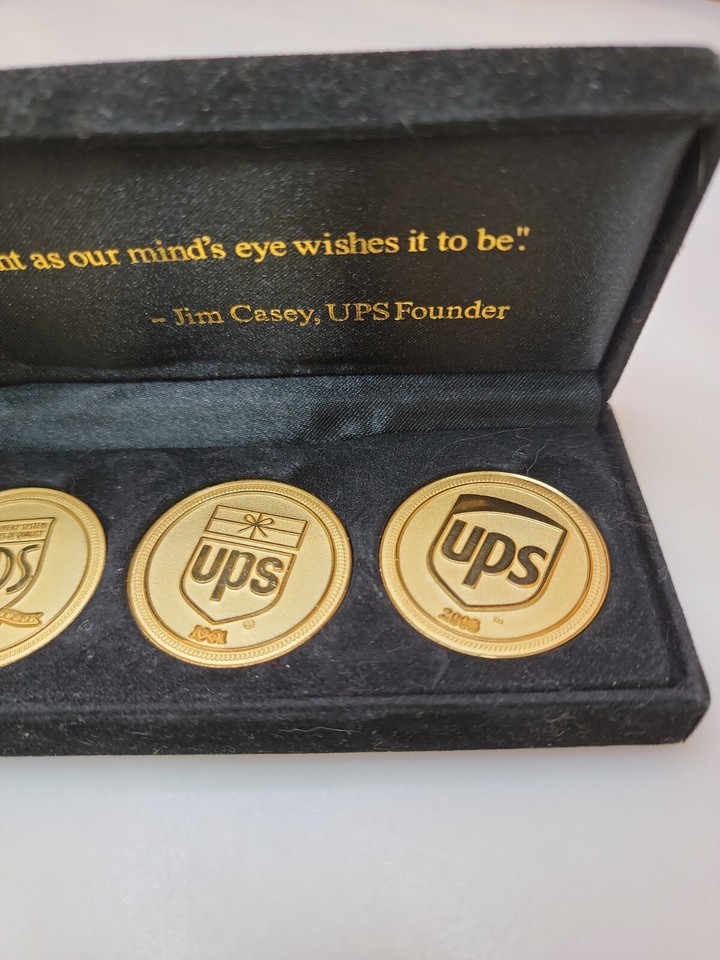 United Parcel Service UPS Four Golden Medals Rare All UPS Logos Coins ...