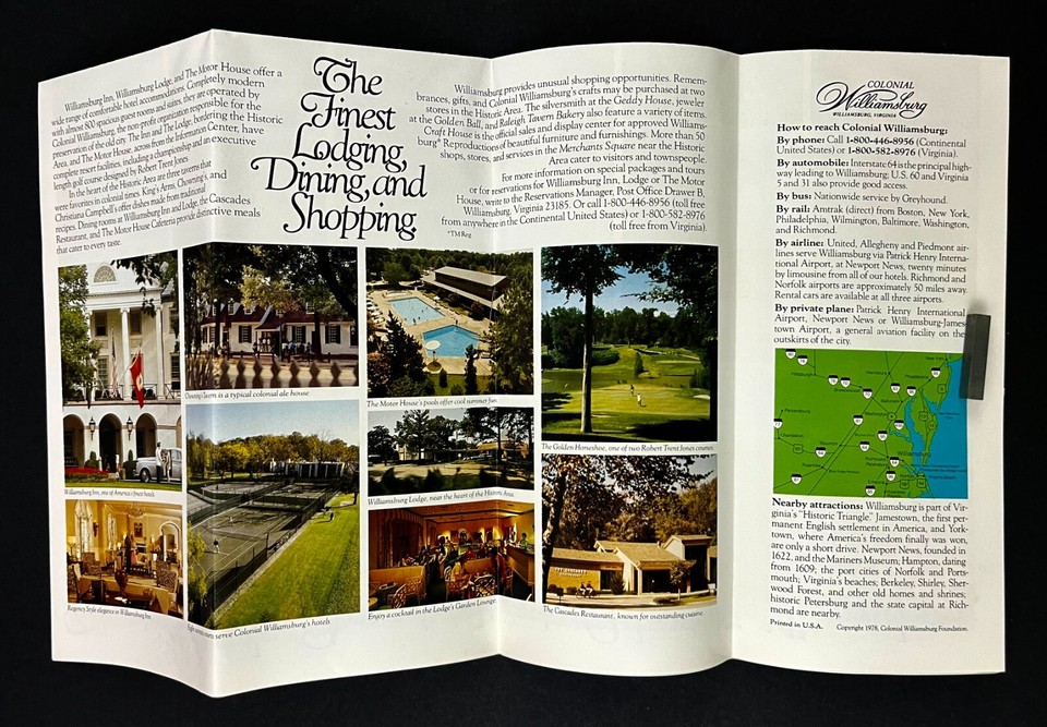 1978 Colonial Capital Historic Williamsburg VA Tourism Vintage Travel ...