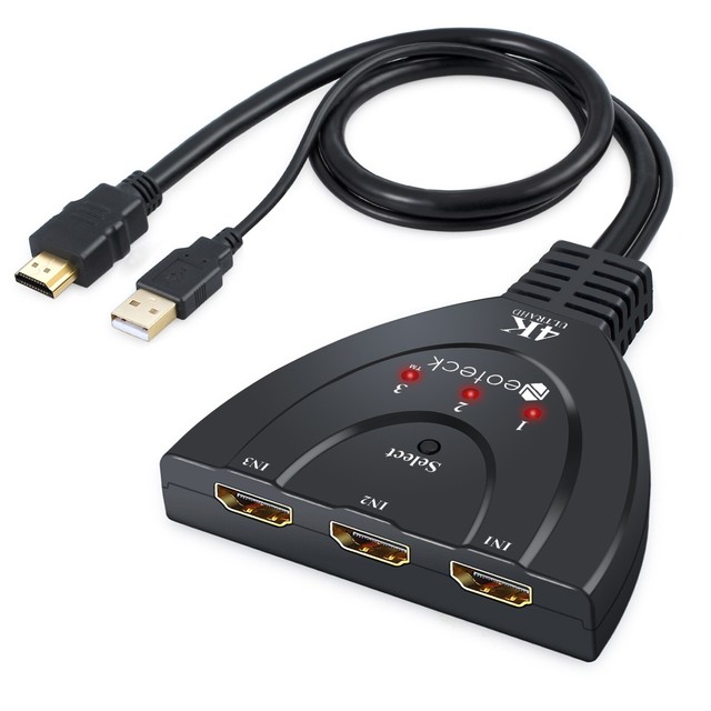 4k Ultra HD 3 Way HDMI Switch Splitter HDTV Auto 3 Port in 1 out With ...