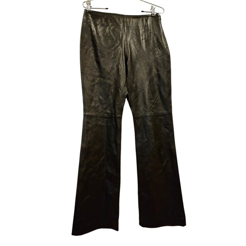 Moda International Leather Pants Black Flare Leg 100% Genuine Womens | eBay